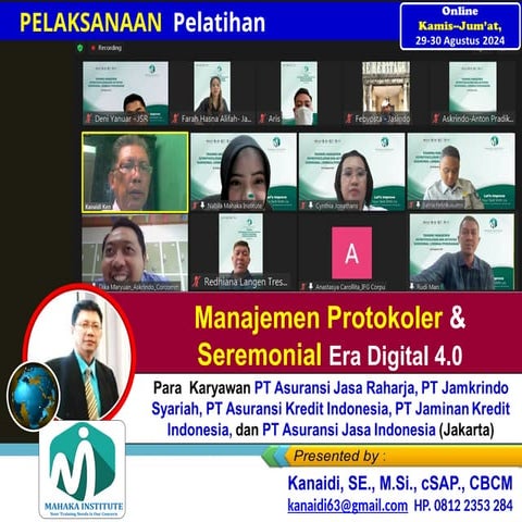 PELAKSANAAN + Link-Link MATERI Training_"Manajemen PROTOKOLER & Aktivitas SEREMONIAL". | PPT