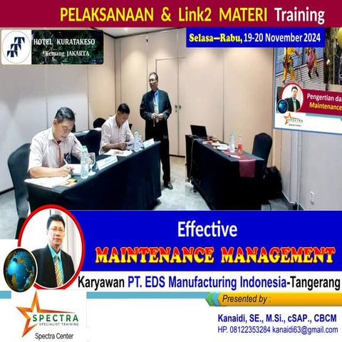 PELAKSANAAN & Link2 MATERI Training *"Effective MAINTENANCE MANAGEMENT"*. | PPTX