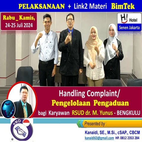 Pelaksanaan Link2 Materi Training Bimtek Handling Complaint