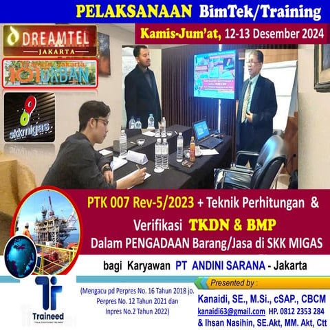 PELAKSANAAN + Link2 MATERI Training *"PTK 007 (Rev-5 Thn 2023) + Perhitungan dan Verifikasi TKDN ...