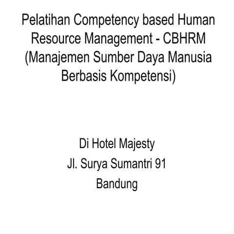 Pelatihan competency based human resource management 2 | PPT