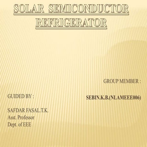 solar semiconductor refrigerator | PPTX