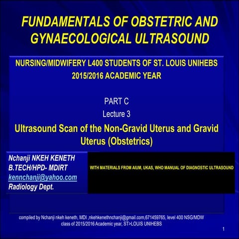 Pelvic and obstetrics ultrasound scan lectures,MDIRT nchanji nkeh ...