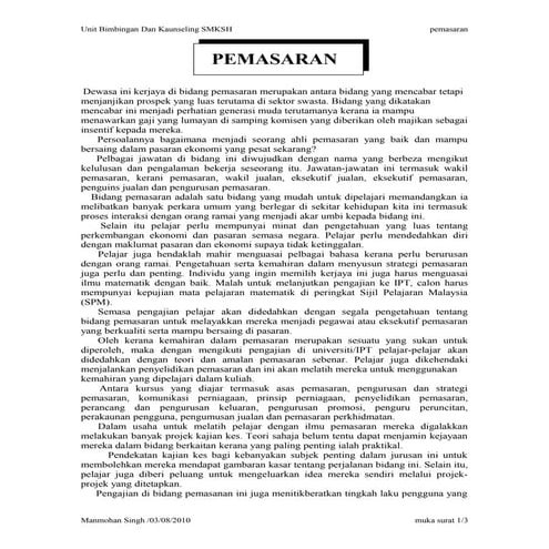 Soal analisis pkwu bab konsep pemasaran | PDF