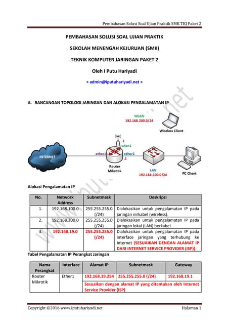 Pembahasan ukk tkj paket 1 | PDF