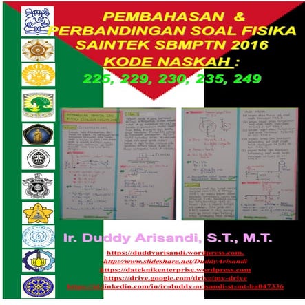 Pembahasan & Perbandingan Soal Fisika SAINTEK SBMPTN 2016 Kode Naskah 225-229-230-235-249_Duddy ...