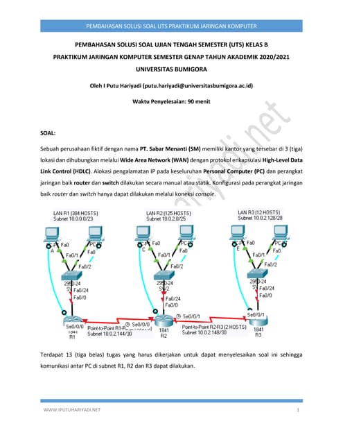 Pembahasan Tugas 1 Jaringan Komputer tentang Perhitungan VLSM | PDF
