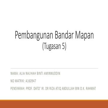 Pembangunan bandar mapan (tugasan 5) | PPTX