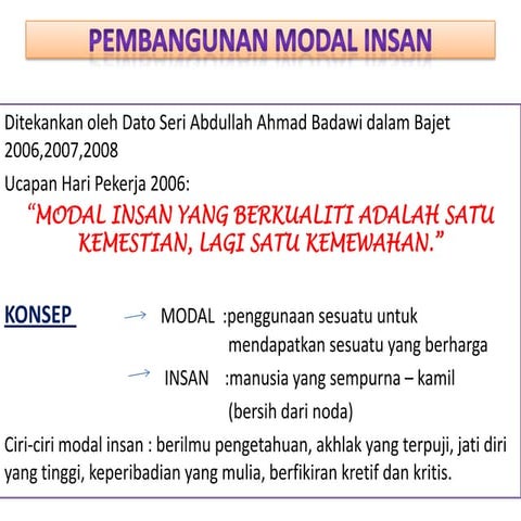 Pembangunan modal insan | PPTX