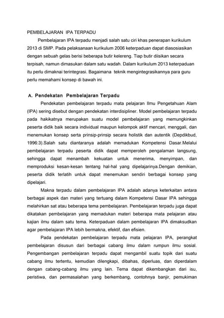 2.1 1 konsep pembelajaran ipa terpadu | PPTX