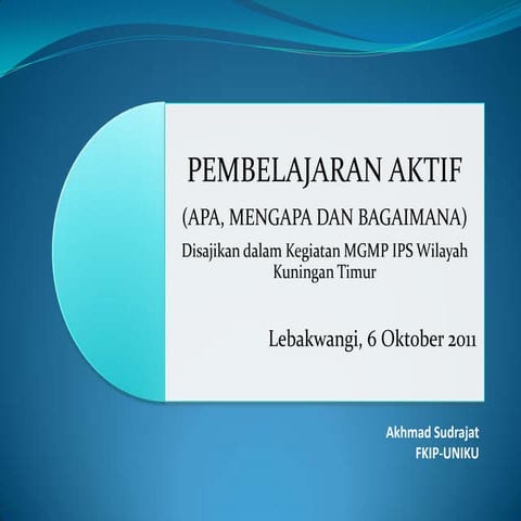 Pembelajaran aktif (active learning) | PPTX