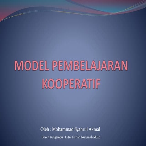 Model pembelajaran kooperatif | PPTX