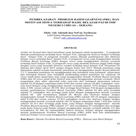 Pembelajaran problem based learning | PDF