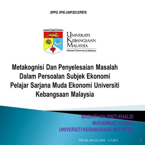 metakognisi dan penyelesaian masalah | PDF