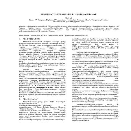 Pemberantasan korupsi di amerika mulyadi | PDF