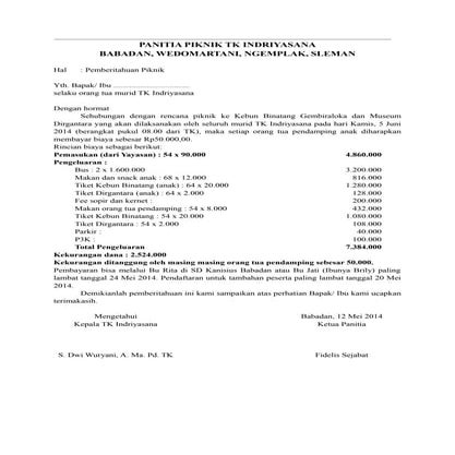 Pemberitahuan piknik tk | RTF