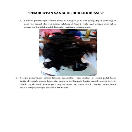 Pembuatan sanggul bukle kreasi 2 | DOC