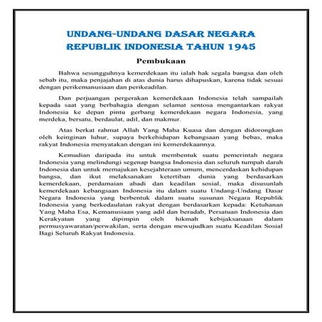 Teks Pembukaan UUD 1945 Yang Baik dan Benar | PDF