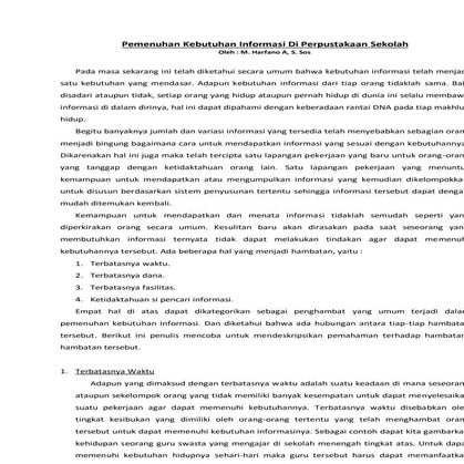 Pemenuhan Kebutuhan Informasi Di Sekolah | PDF