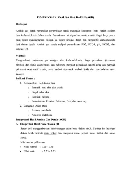 Analisa Gas Darah (Mata Kuliah Kimia Klinik II) | PPTX
