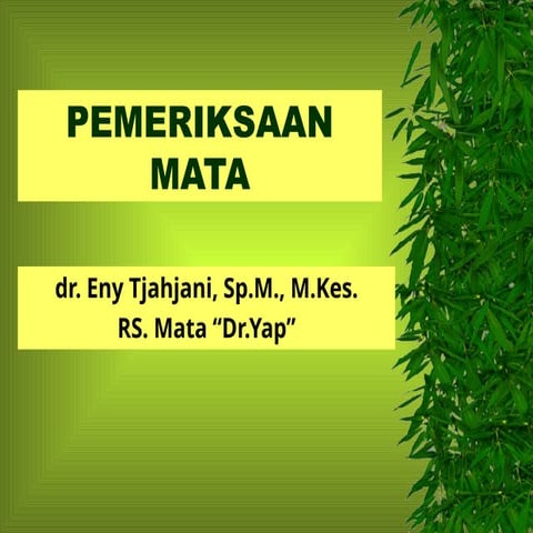 Comprehensive Basic Eye Examination Techniques by Dr. Eny Tjahjani ...