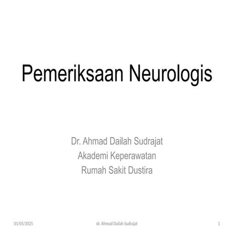 Pemeriksaan Neurologi/sistem saraf manusia | PPTX