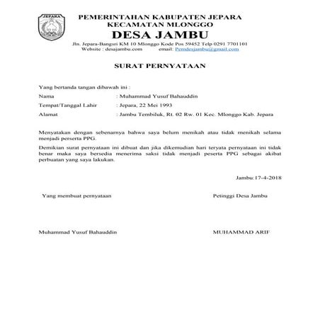 surat pernyataan | DOC