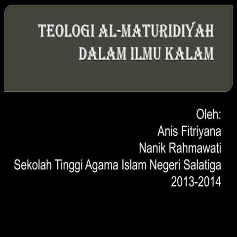 Pemikiran al maturidiyah dalam ilmu kalam | PPTX