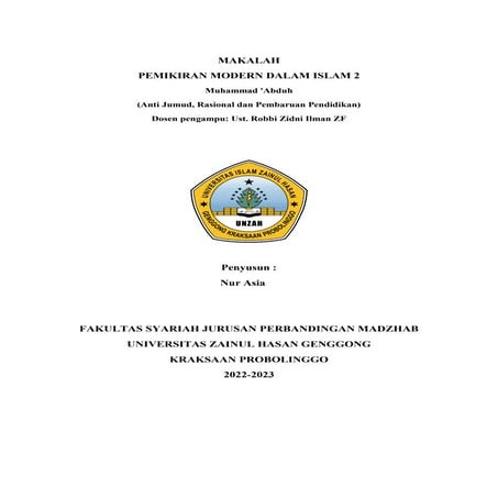 Pemikiran Modern dalam Islam 2 Muhammad 'Abduh (Anti Jumud, Rasional dan Pembaruan Pendidikan).pdf