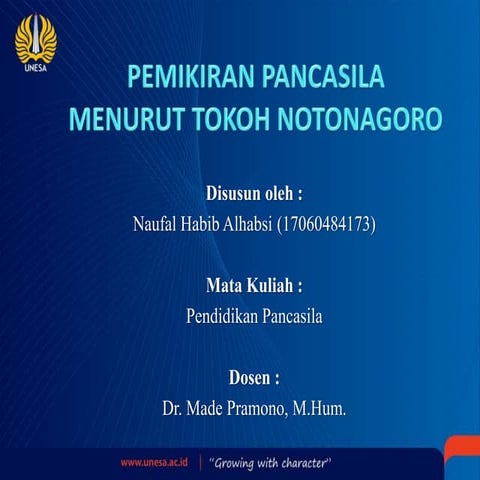 Pemikiran pancasila menurut tokoh notonagoro pend.pancasila naufal ...