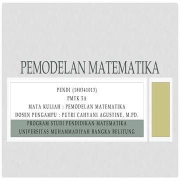 Pemodelan Matematika | PPTX