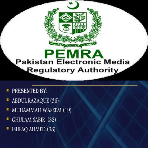 PEMRA REGULATION | PPT