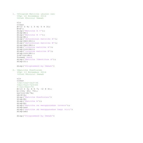Tugas Pemrograman Komputer Dengan Aplikasi Matlab Docx