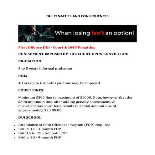 A Look at the Legal Consequences of Getting a DUI | PPTX