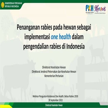 Penanganan rabies pada hewan sebagai implementasi one health dalam ...