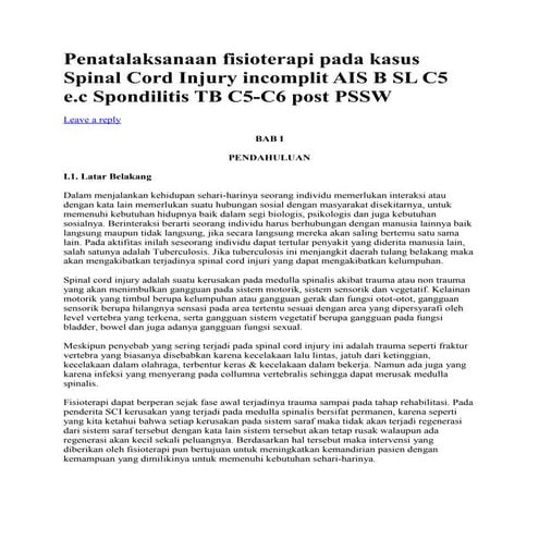Penatalaksanaan fisioterapi pada kasus cerebral palsy spastic ...