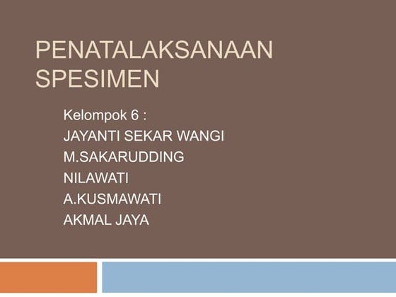 Pedoman Pengelolaan Spesimen Untuk Laboratorium Mikrobiologi Klinik | PPT