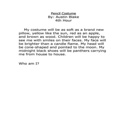 Pencil costume | DOC