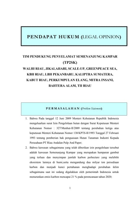 Contoh Legal Opinion (Pendapat Hukum) | DOCX