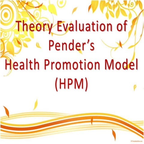 Pender's Health Promotion Model | PPTX