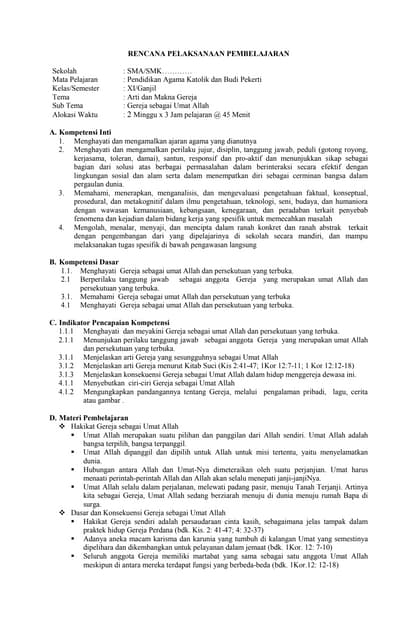 PROSEM AGAMA KATOLIK KELAS 6 SEMESTER GANJIL | PDF