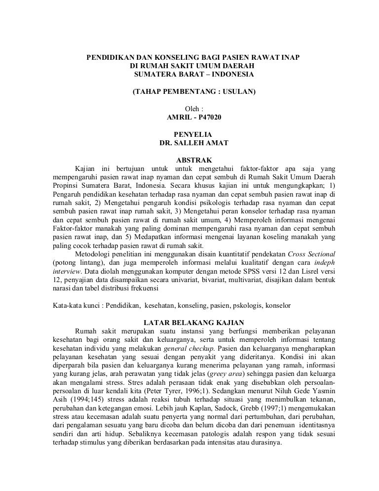 Pendidikan dan konseling bagi pasien rawat inap jurnal