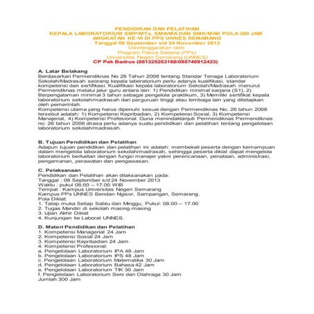 Pendidikan dan pelatihan tenaga lab | DOCX