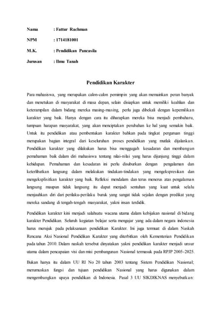 Pendidikan Karakter (Character Building) Membangun Pondasi Moral Generasi Masa Depan-FEBRIYANA ...