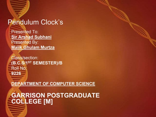 Pendulum Clock | PPTX | Physics | Science