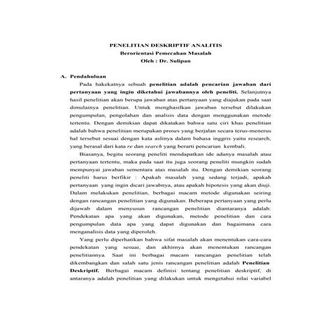 Penelitian deskriptif analitis (sulipan) | PDF
