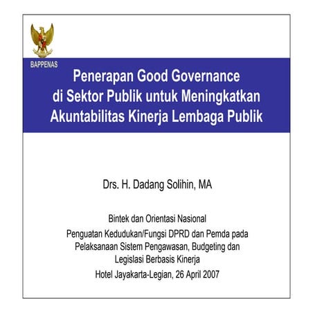 Penerapan Good Governance di Sektor Publik untuk Meningkatkan Akuntabilitas Kinerja Lembaga ...