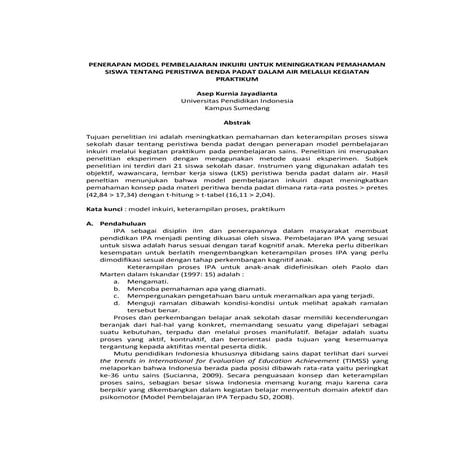 PENERAPAN MODEL INKUIRI TERBIMBING UNTUK MENINGKATKAN KETERAMPILAN ...