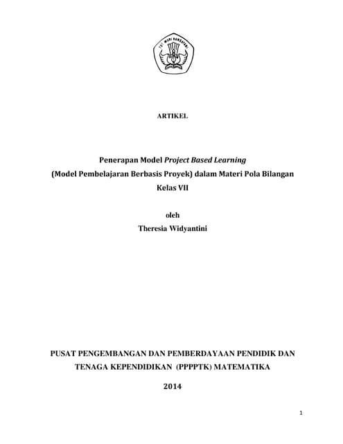 Materi Model Pembelajaran Project Based Learning | PPT
