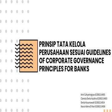 Penerapan Tata Kelola Perusahaan Sesuai Prinsip Bassel 2015 | PPT